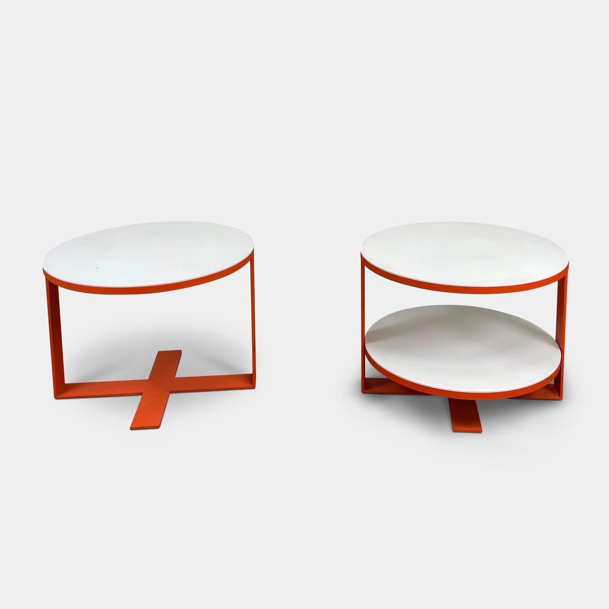 B&B Italia Eileen Tables White Lacquer with Orange Frames – Modern Resale