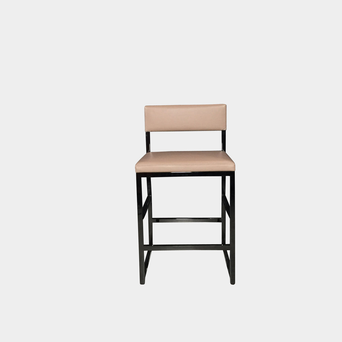 Minotti Bag Light Counter Stool Black nickel base Camel leather ...