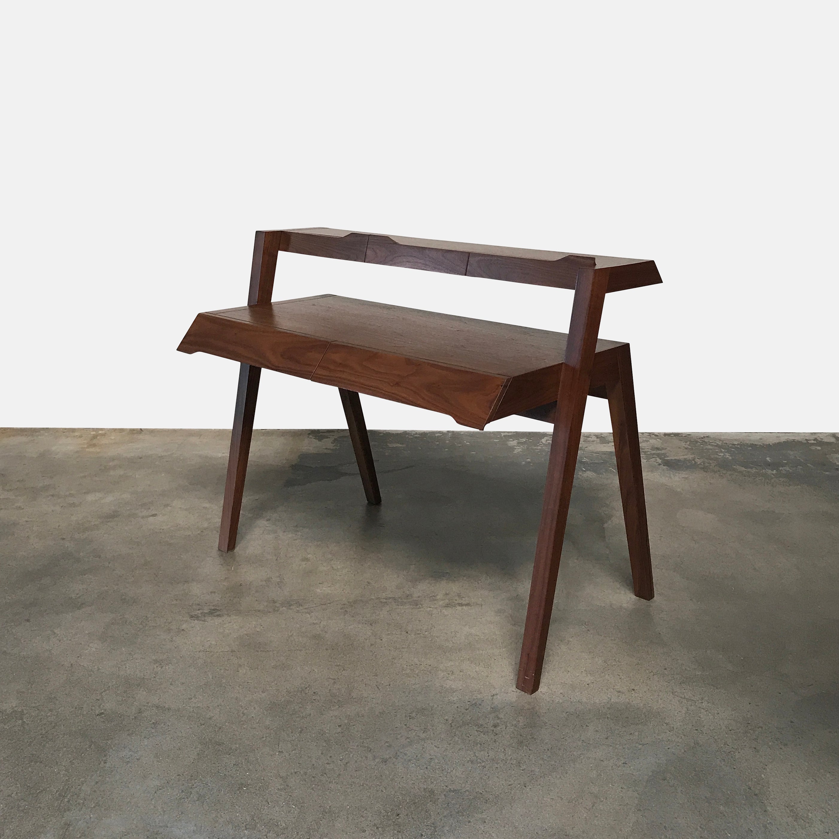 FOLKS Walnut Two-Tier Wooden Writing Desk | LA | Consignment – Modern ...